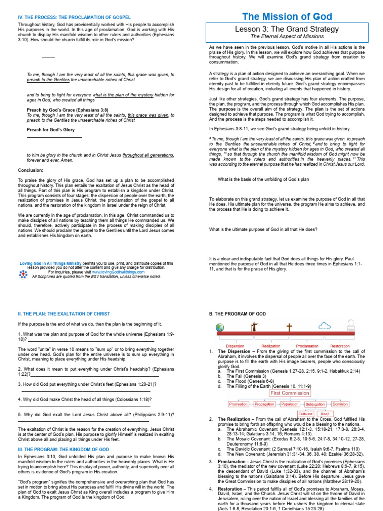 Lesson 3 The Grand Strategy The Eternal Aspect of Missions | PDF ...