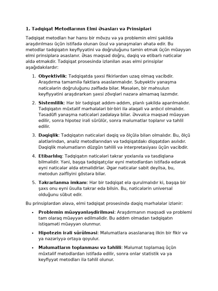 Tədqiqat Metodları 20 Sual | PDF