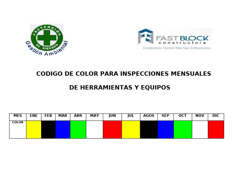 Codigo de Color Para Inspecciones Mensuales | PDF