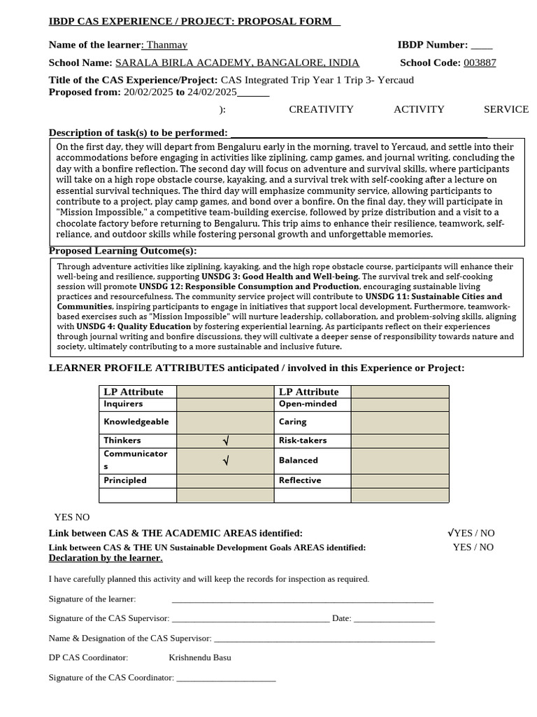 CAS_Proposal_Form_Year_1_CAS_trip_3[1] | PDF | Learning | Behavior ...