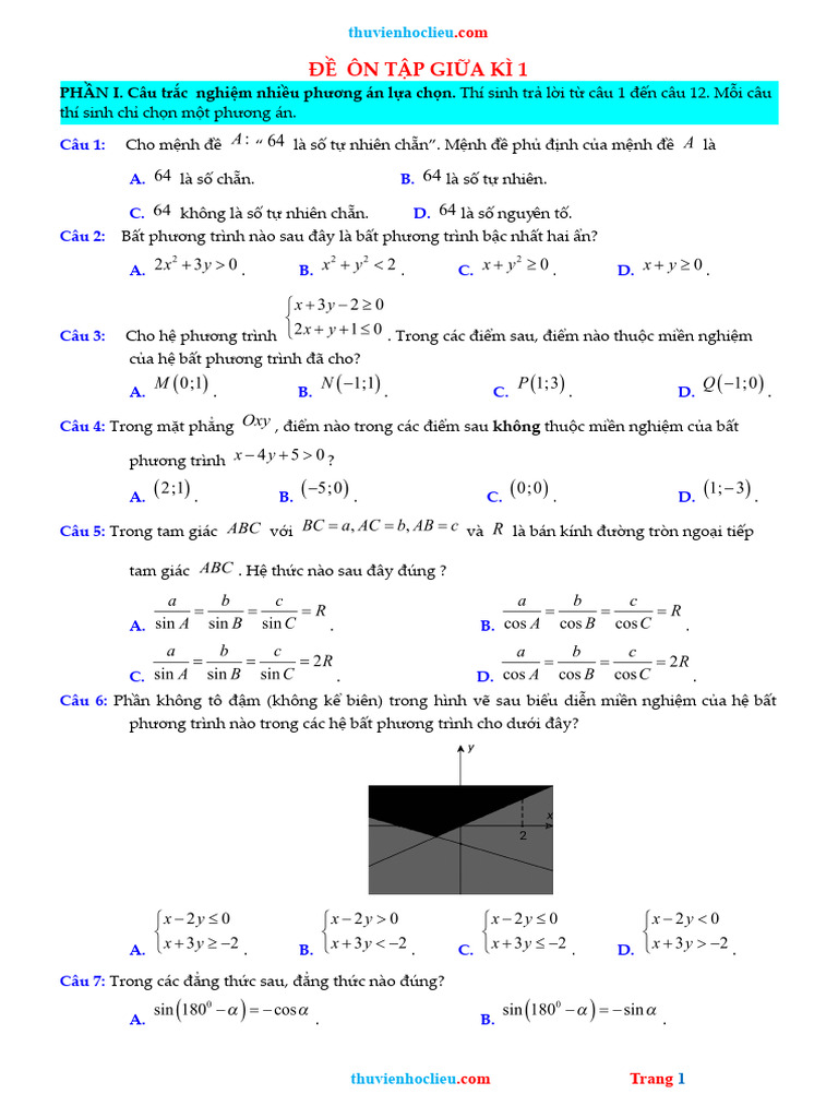 De On Tap Giua HK1 Toan 10 KNTT Cau Truc Moi 24 25 | PDF