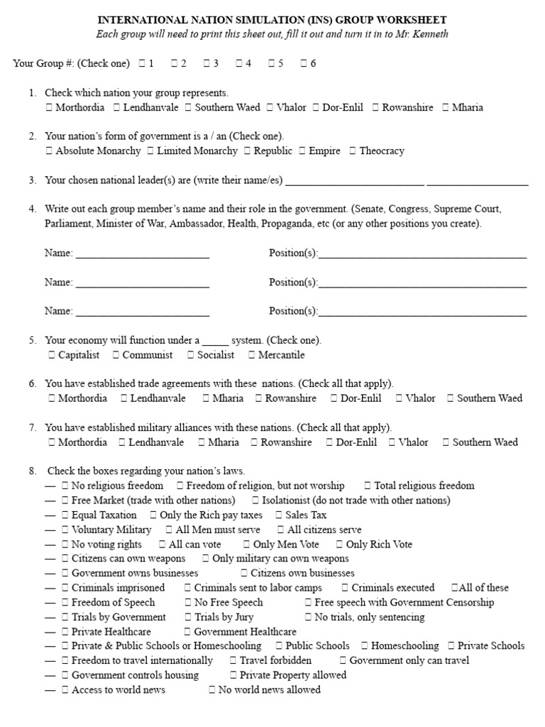 INS Group Worksheet | PDF | Human Rights | Political Science