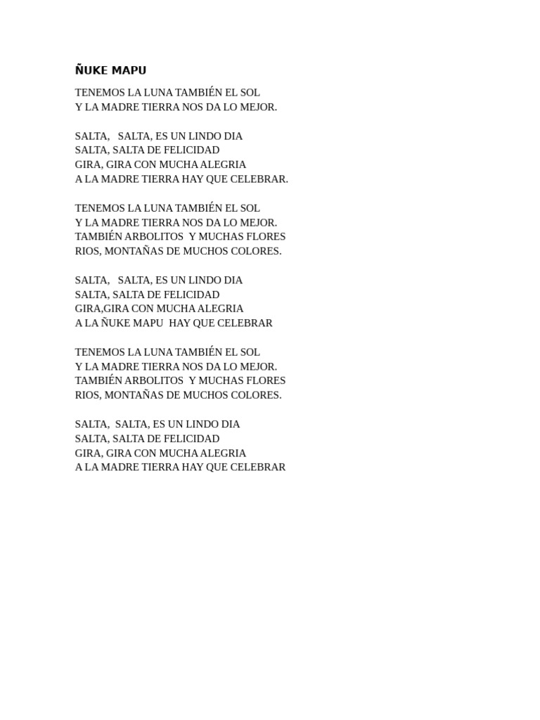 Canción Ñuke Mapu | PDF