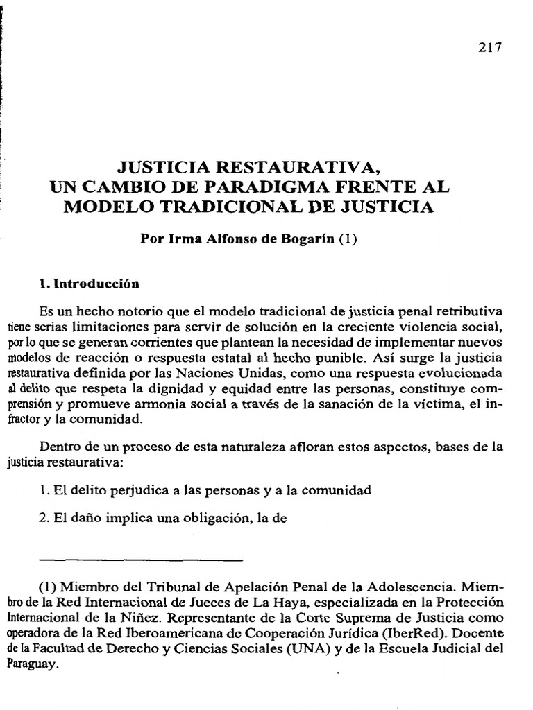 Irma Alfonso de Bogarin Justicia Restaurativa | PDF