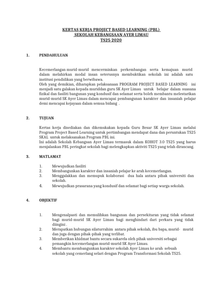 Kertas Kerja Project Based Learning | PDF