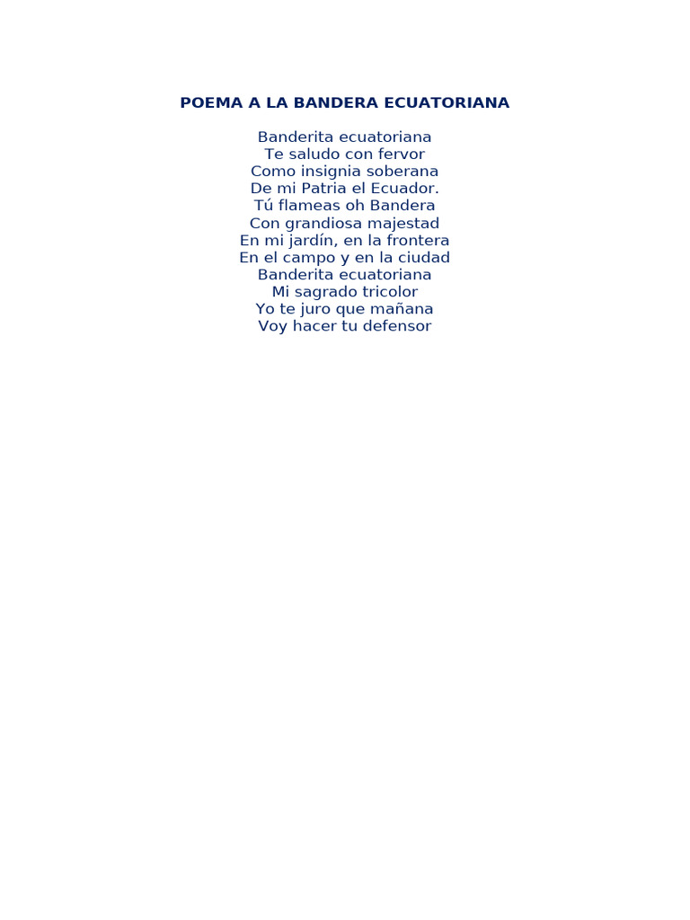 Poema A La Bandera Ecuatoriana | PDF