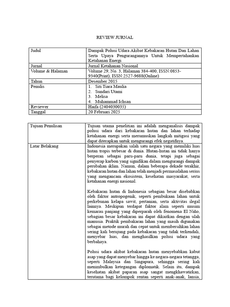 Saya Sedang Berbagi 'Review Jurnal Kerusakan Lingkungan' Dengan Anda | PDF