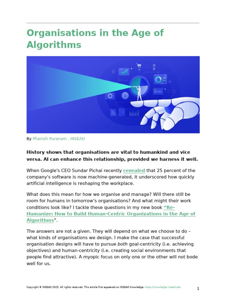 Organisations in the Age of Algorithms | PDF | Artificial Intelligence | Intelligence (AI ...