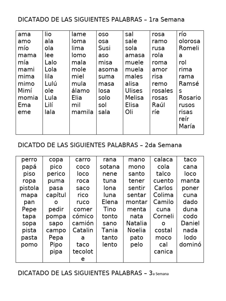 Dictado de Palabras) | PDF