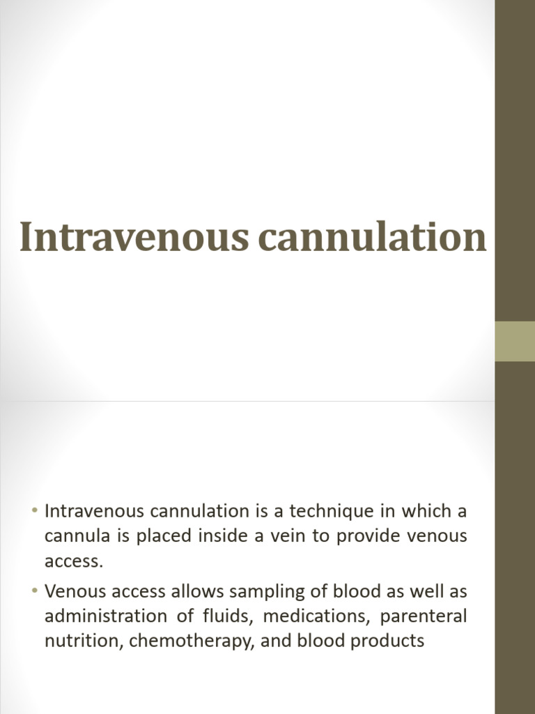 Intravenous Cannulation Techniques Guide | PDF | Intravenous Therapy ...