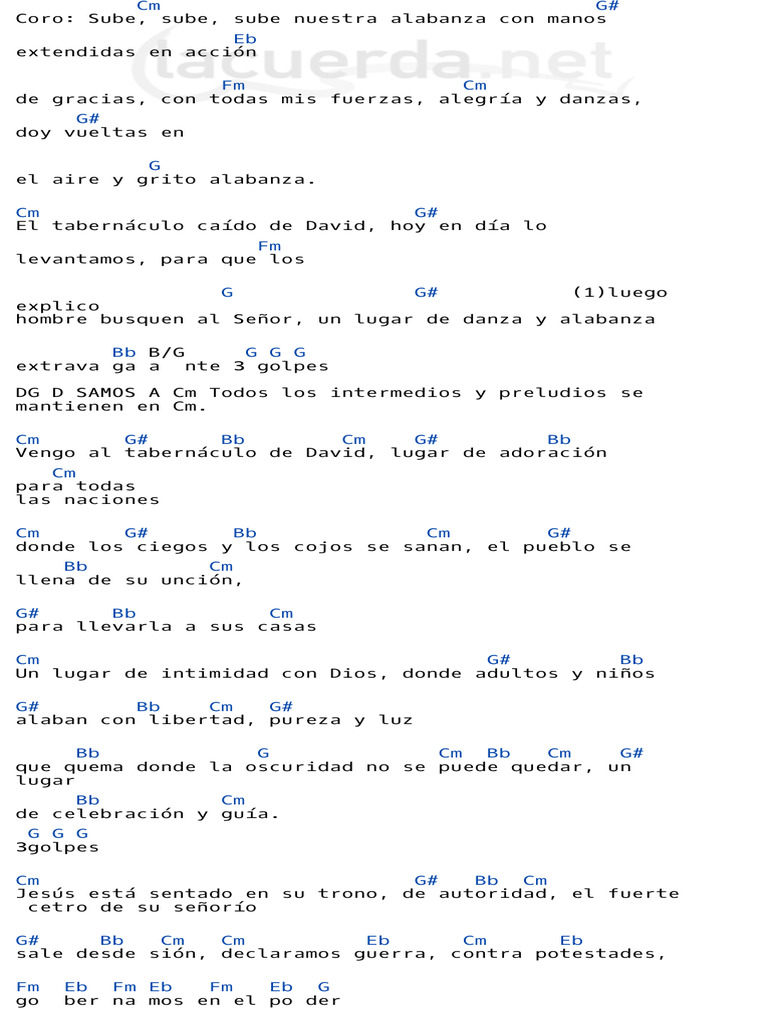 Acordes de "Sube, sube nuestra alabanza" | PDF