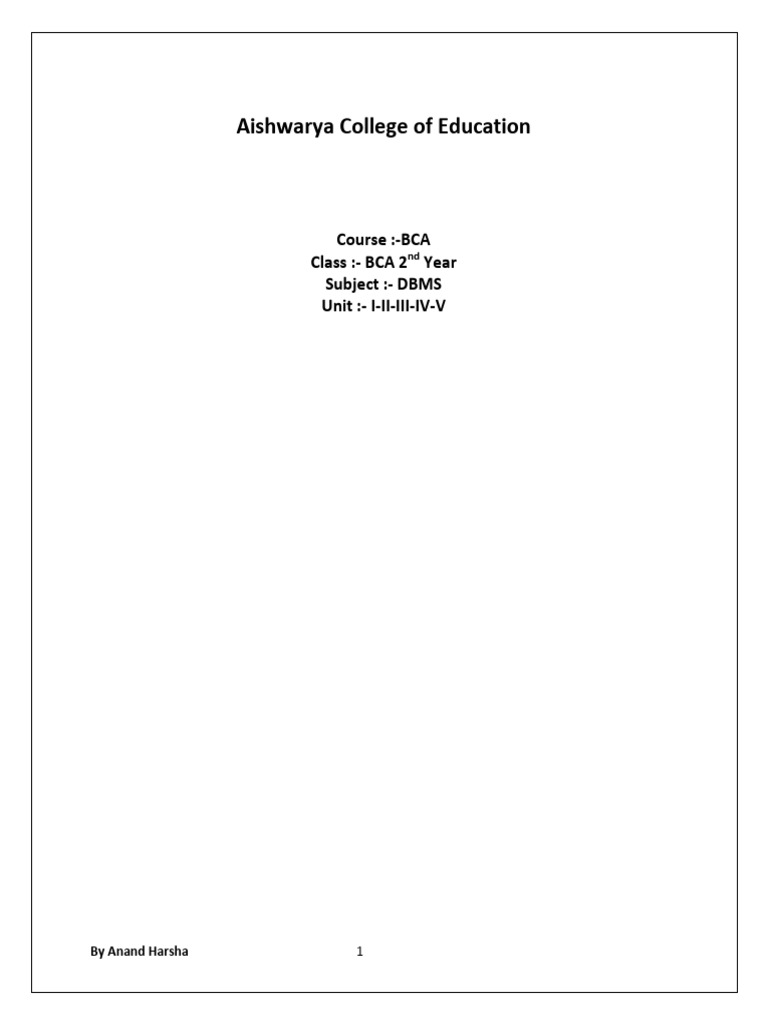 Complete Dbms Notes English | PDF | Databases | Pl/Sql Complete Dbms Notes English | PDF | Databases | Pl/Sql