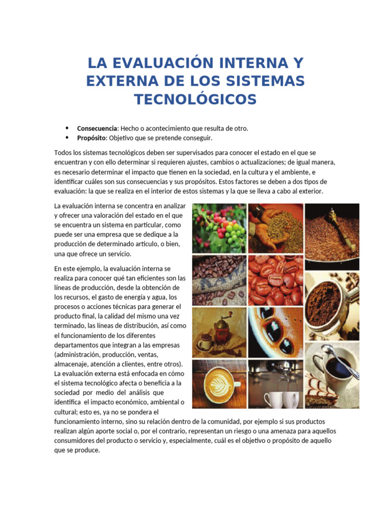 T3 - La Evaluación Interna y Externa de Los Sistemas Tecnológicos | PDF | Evaluación | Calidad ...