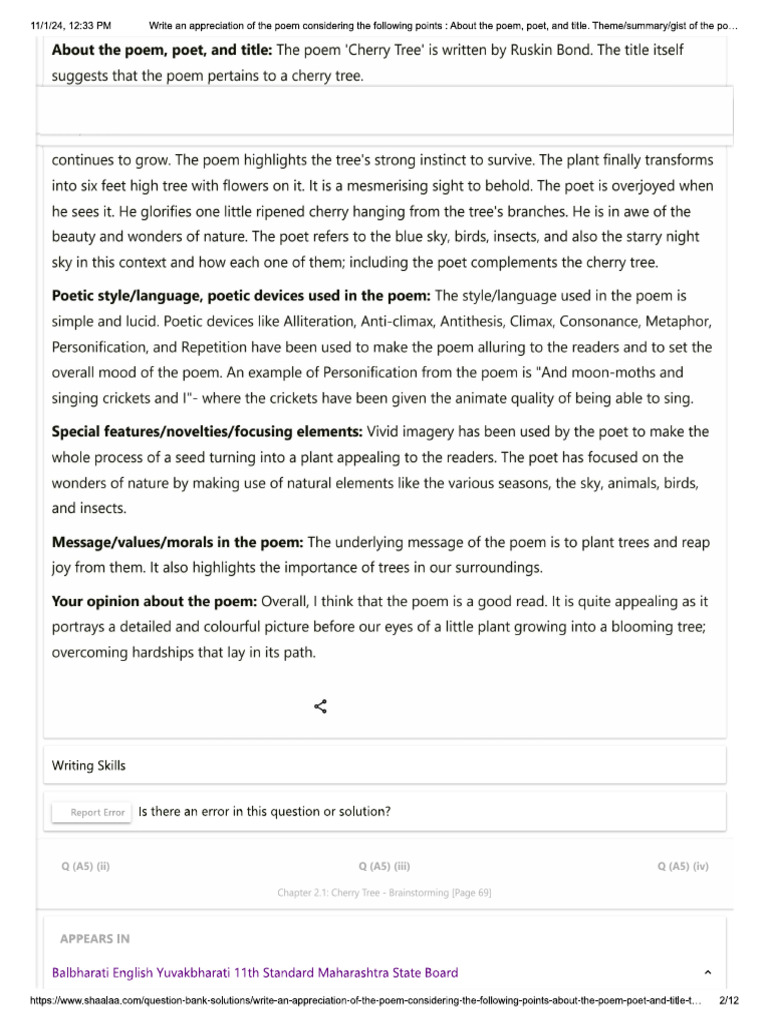 The Cherry Tree | PDF