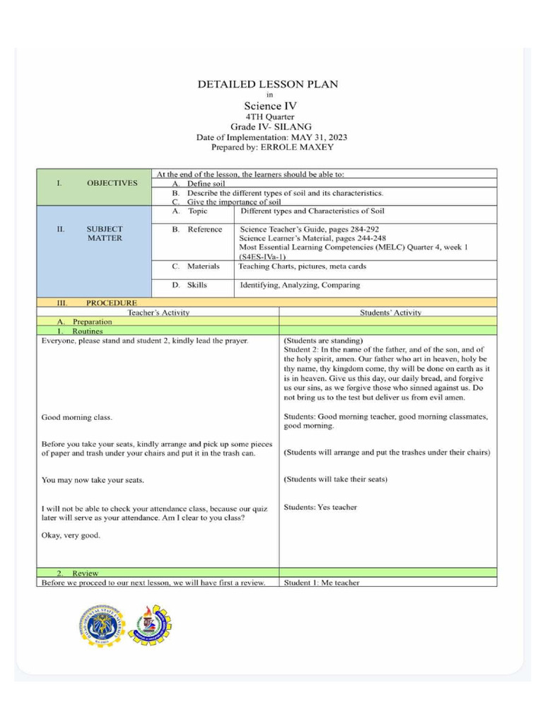 Detailed Lesson Plan Science-4 | PDF