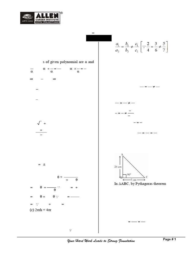 Sample Paper 1 Maths Sol | PDF | Numbers | Mathematical Objects