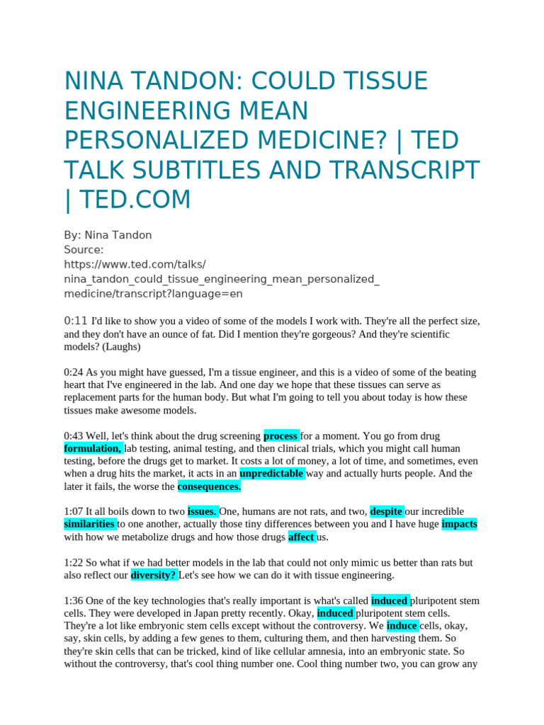 Could Tissue Engineering Mean Personalized Medicine | PDF | Cell ...
