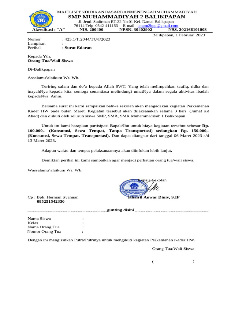 Surat Kemah Kader | PDF