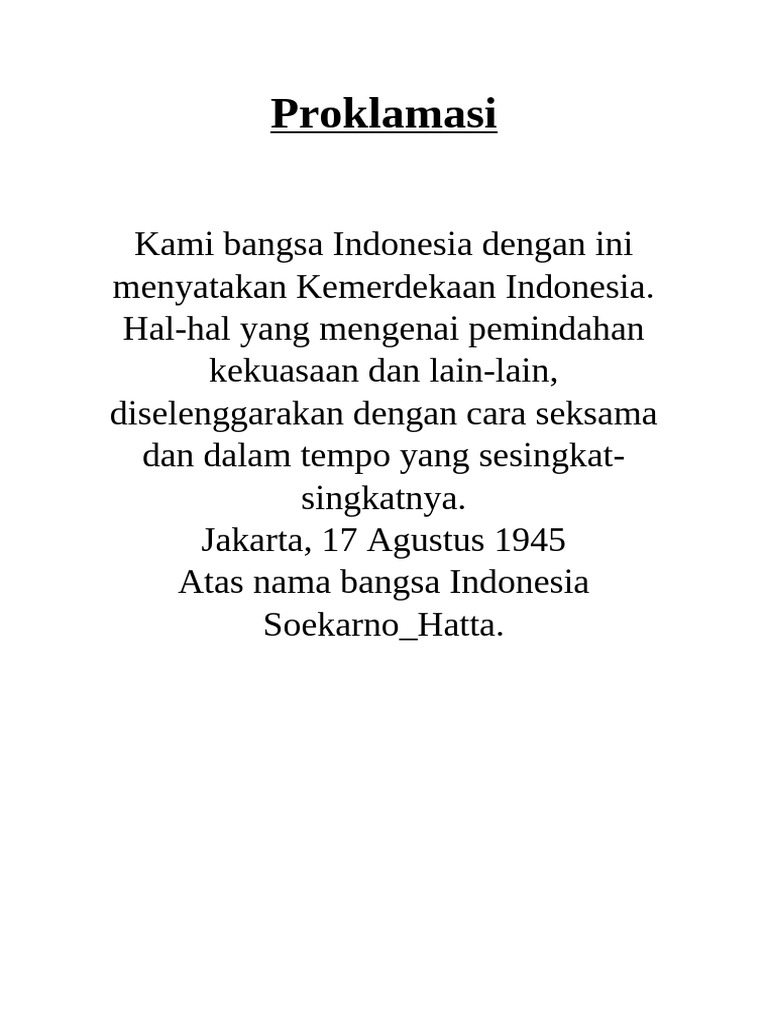 Teks Proklamasi untuk Upacara 17 Agustus | PDF