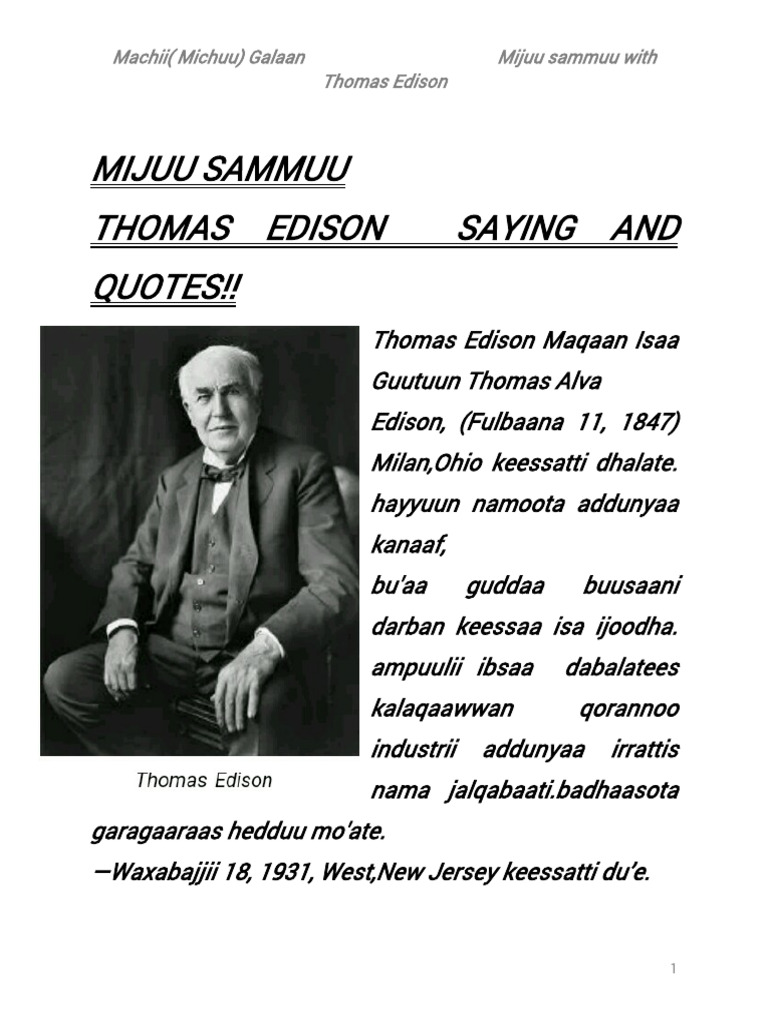 Thomas Edison(1) Mijuu Sammuu | PDF