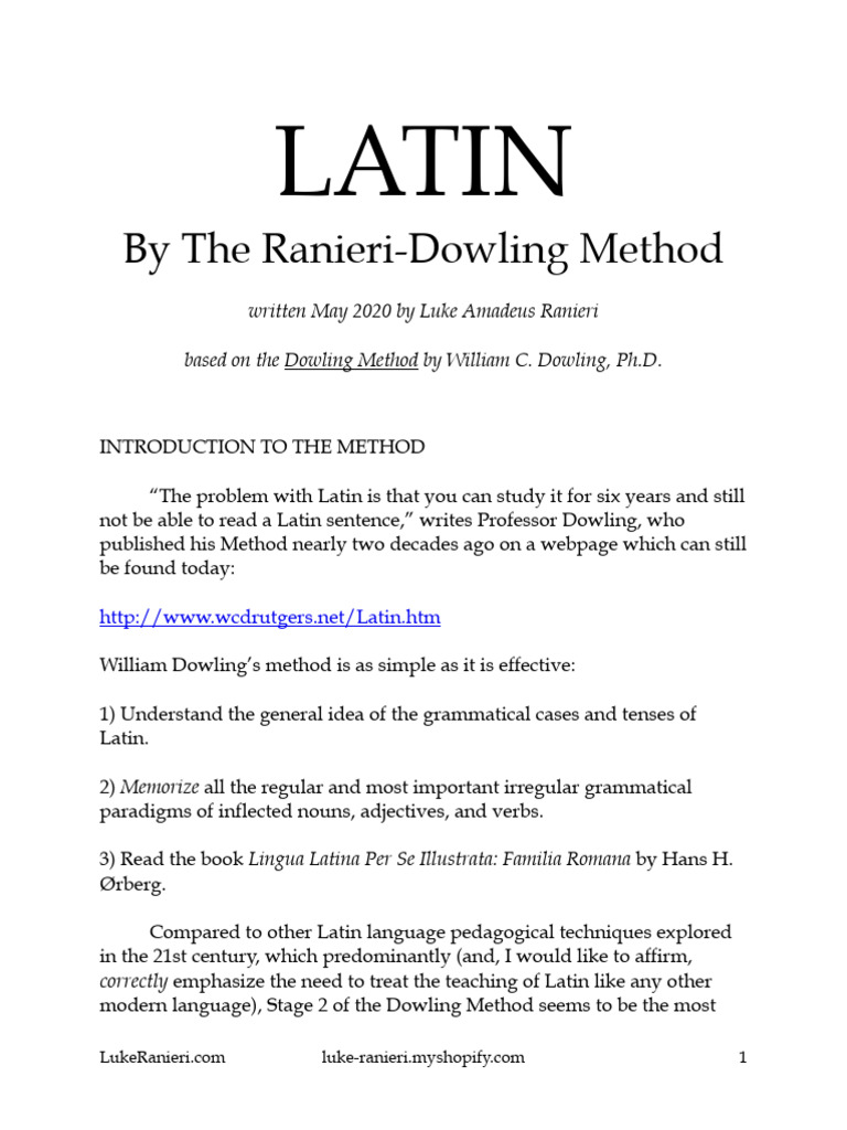 Mastering Latin: The Ranieri-Dowling Method | PDF | Verb | Linguistics