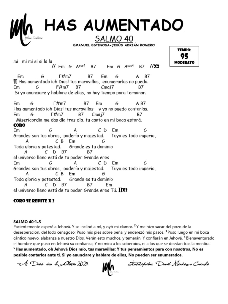 Has Aumentado: Letra y Acordes | PDF