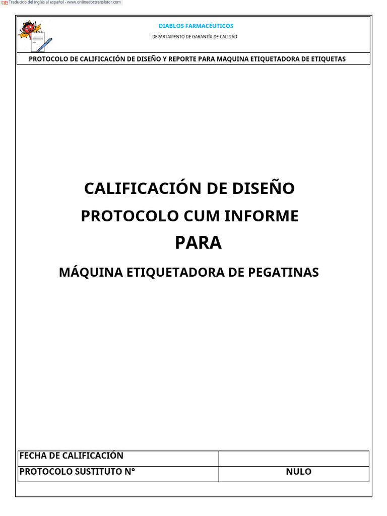 Design Qualification For Sticker Labeling Machine - En.es | PDF ...