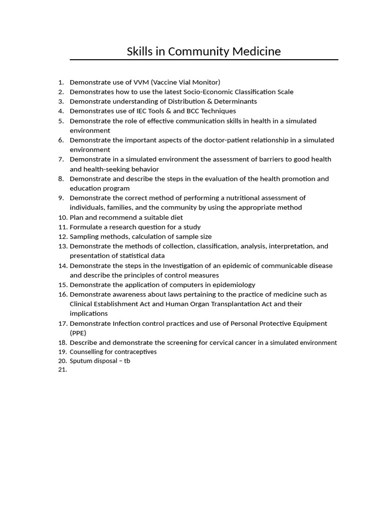 Essential Skills in Community Medicine | PDF