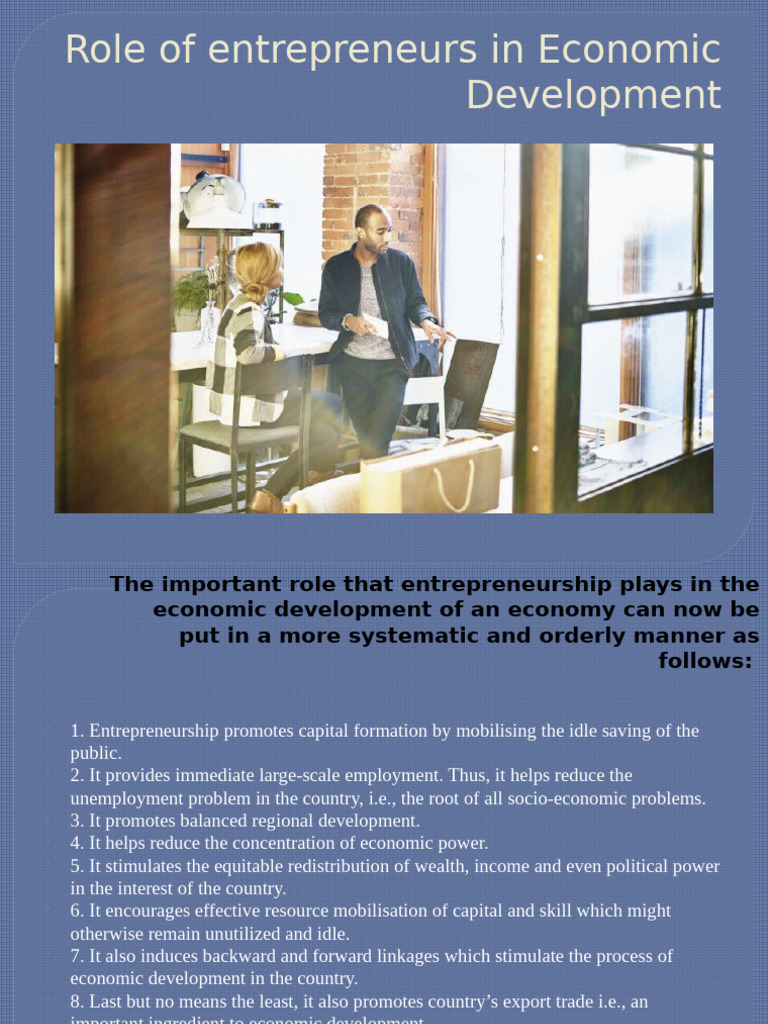 Role of Entrepreneurs in Economic Development | PDF | Entrepreneurship ...
