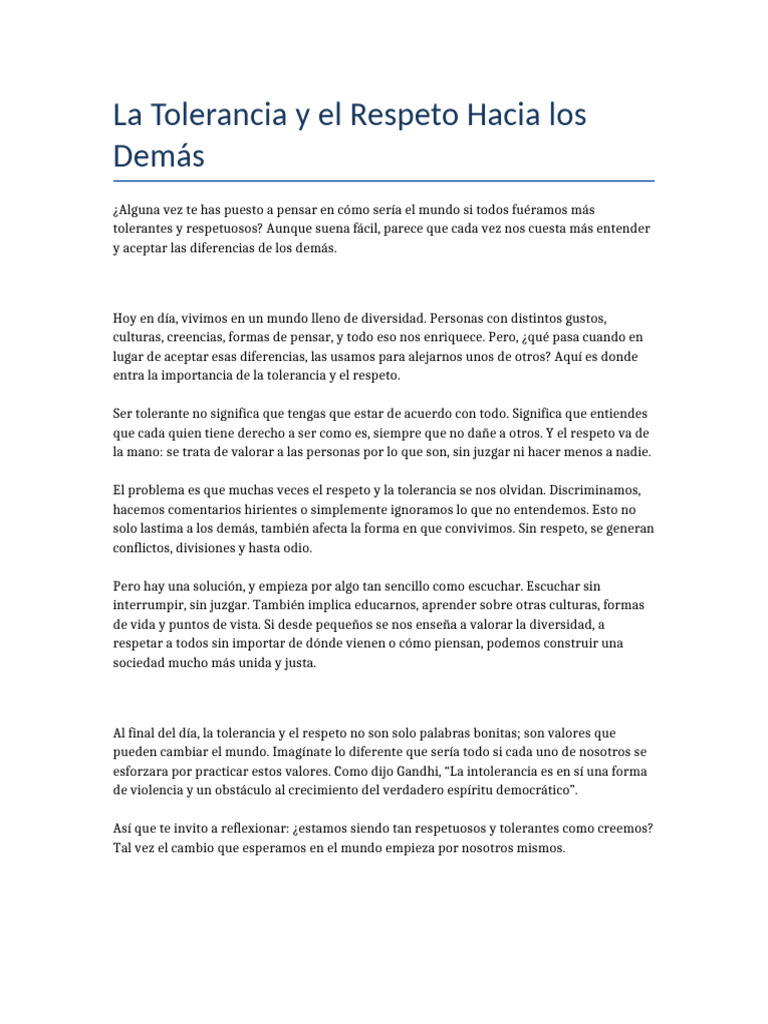 Fernando Hernandez Izquierdo 3B Discurso - Tolerancia - Respeto | PDF