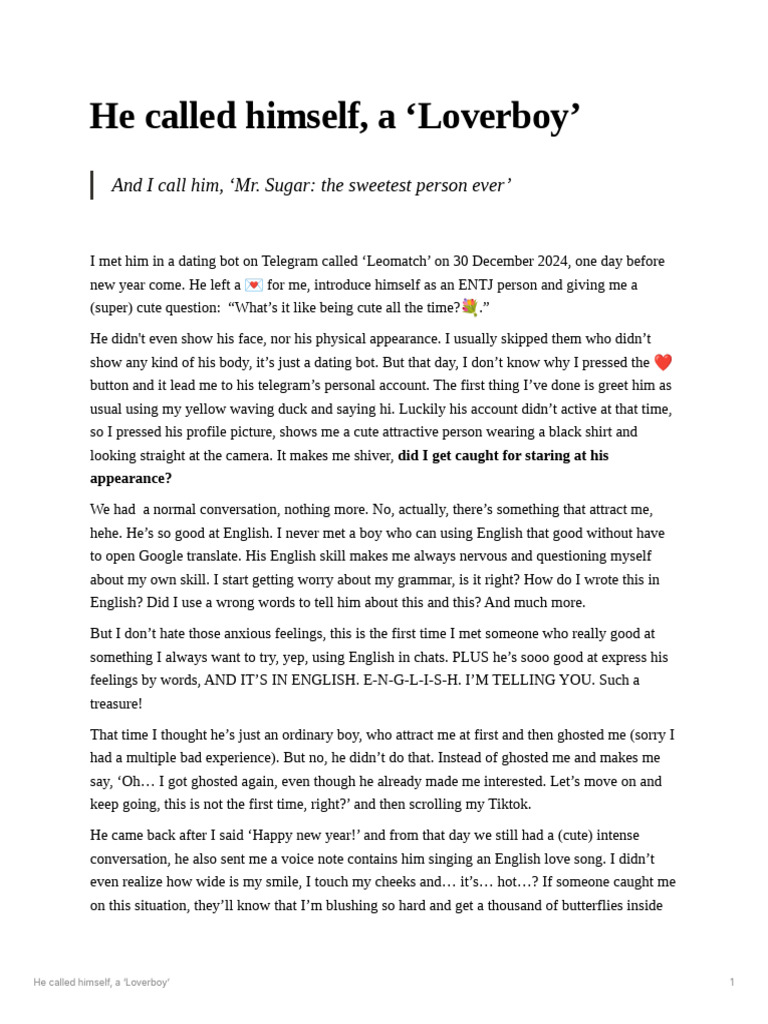 He Called Himself A Loverboy | PDF