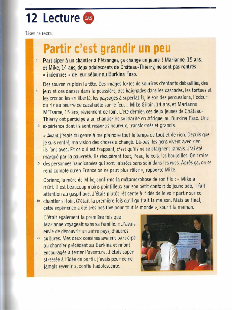 IB French B EXP Partir Cest Grandir Un Peu | PDF