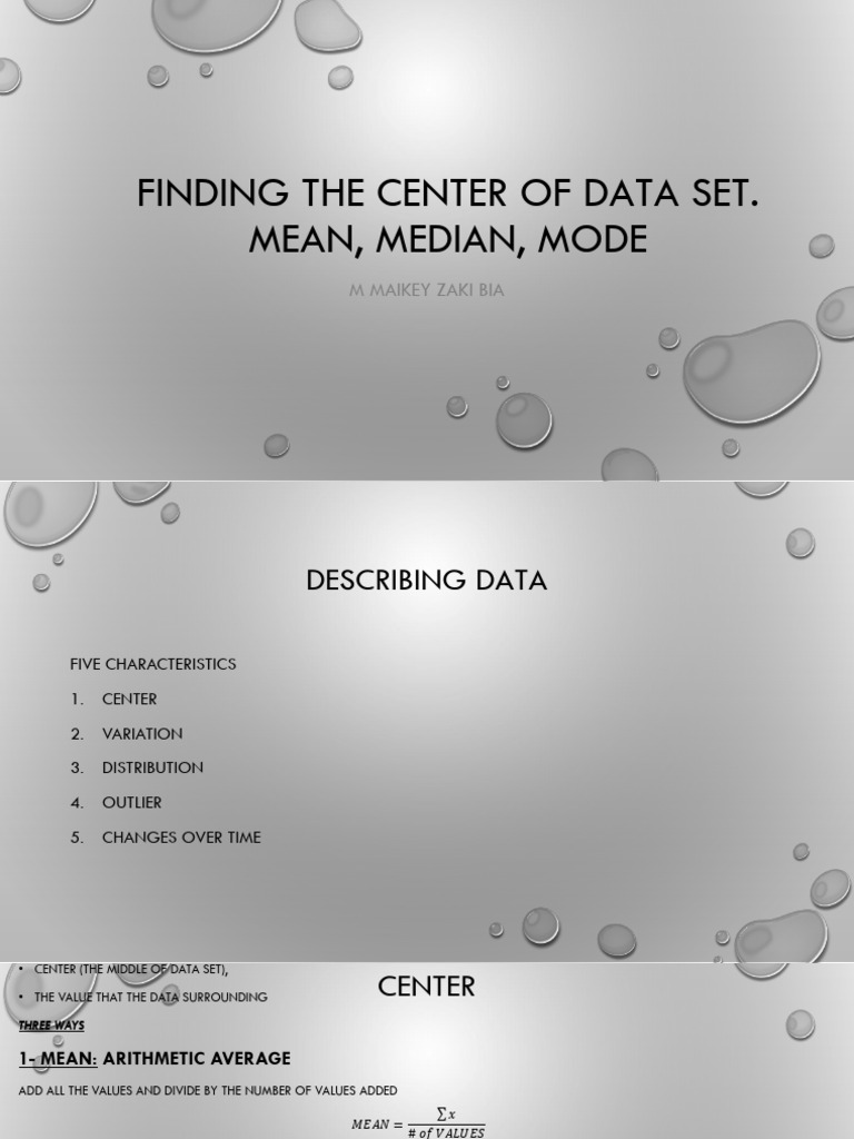 3-Lect - Finding The Center of Data Set. Mean, Median, Mode | PDF ...