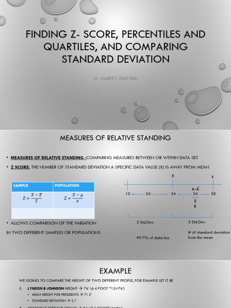 4 - Lect-Finding Z - Score, Percentiles and Quartiles | PDF ...