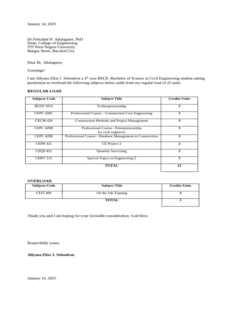 SAMPLE-OVERLOAD-LETTER | PDF | Engineering | Business