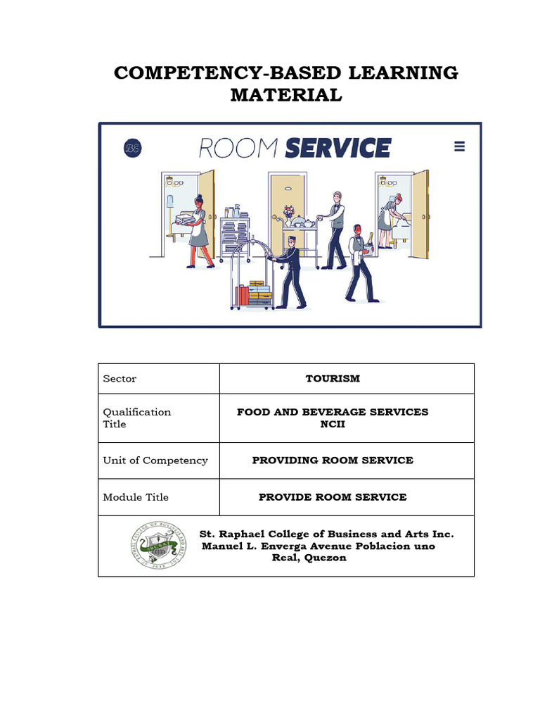 Room Service Training Module NCII | PDF | Menu