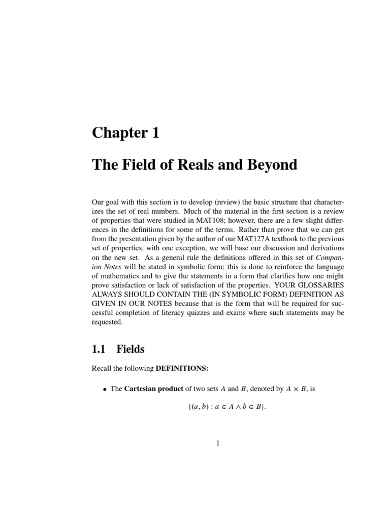 The Field of Reals and Beyond | PDF | Field (Mathematics) | Real Number