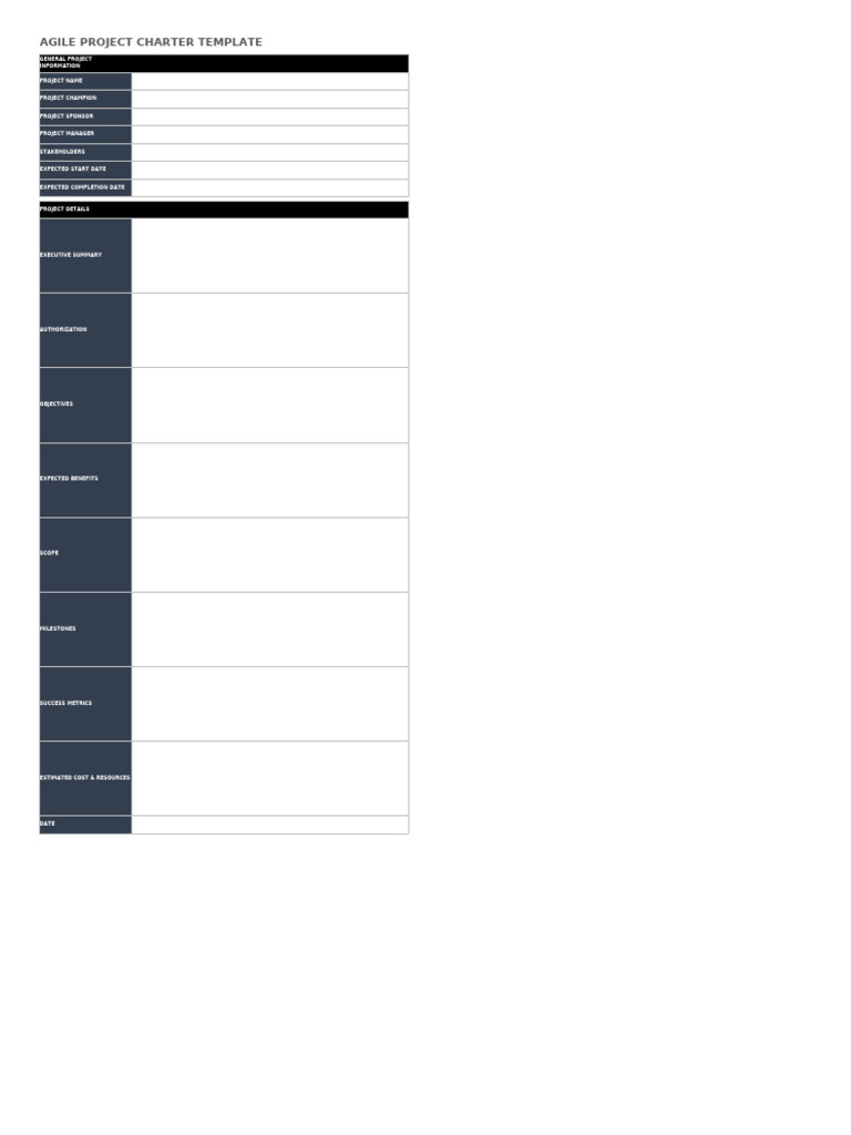 Agile Project Charter Template | PDF