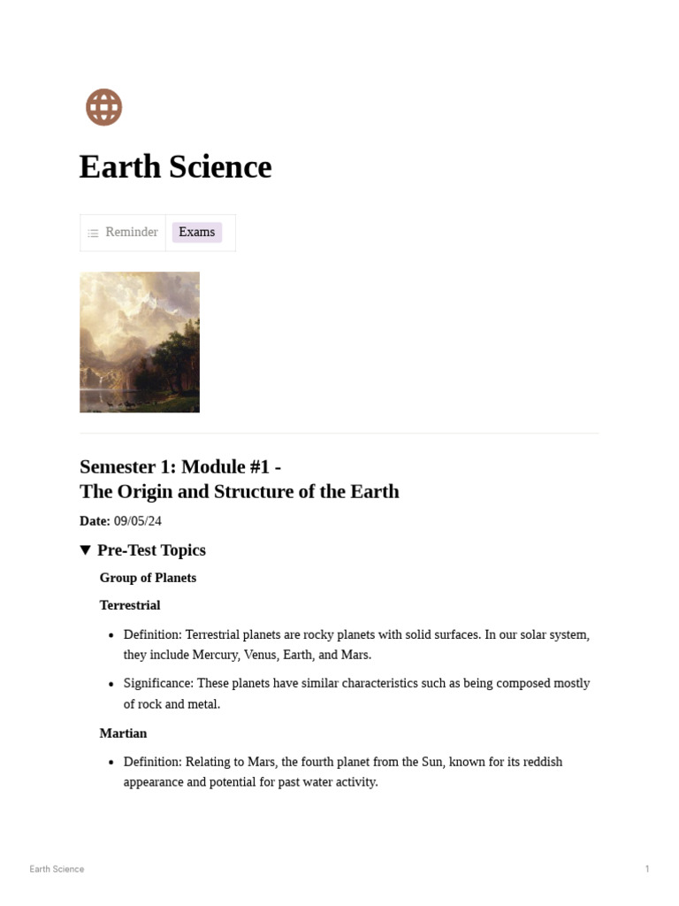 Earth Science: Planetary Formation & Rocks | PDF | Rock (Geology ...