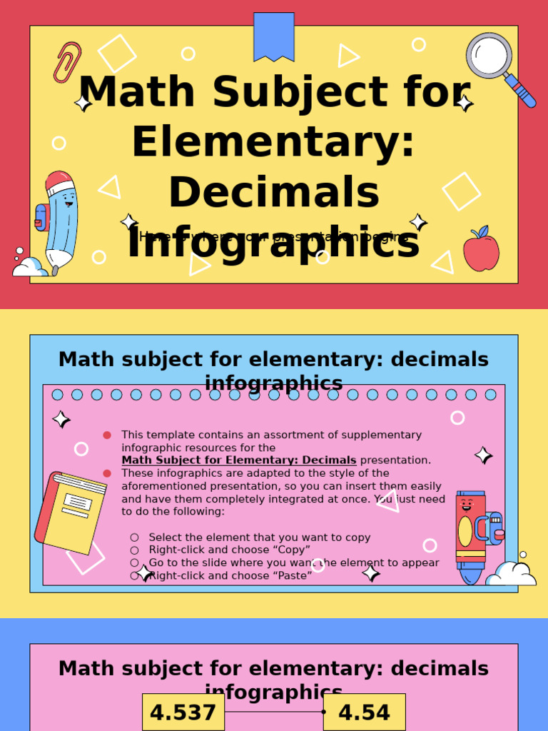 Math Subject For Elementary - 5th Grade - Decimals Infographics by ...