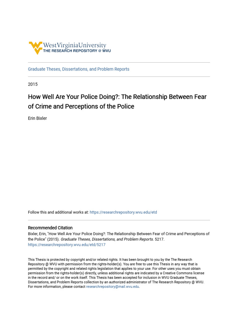 How Well Are Your Police Doing - The Relationship Between Fear of | PDF ...