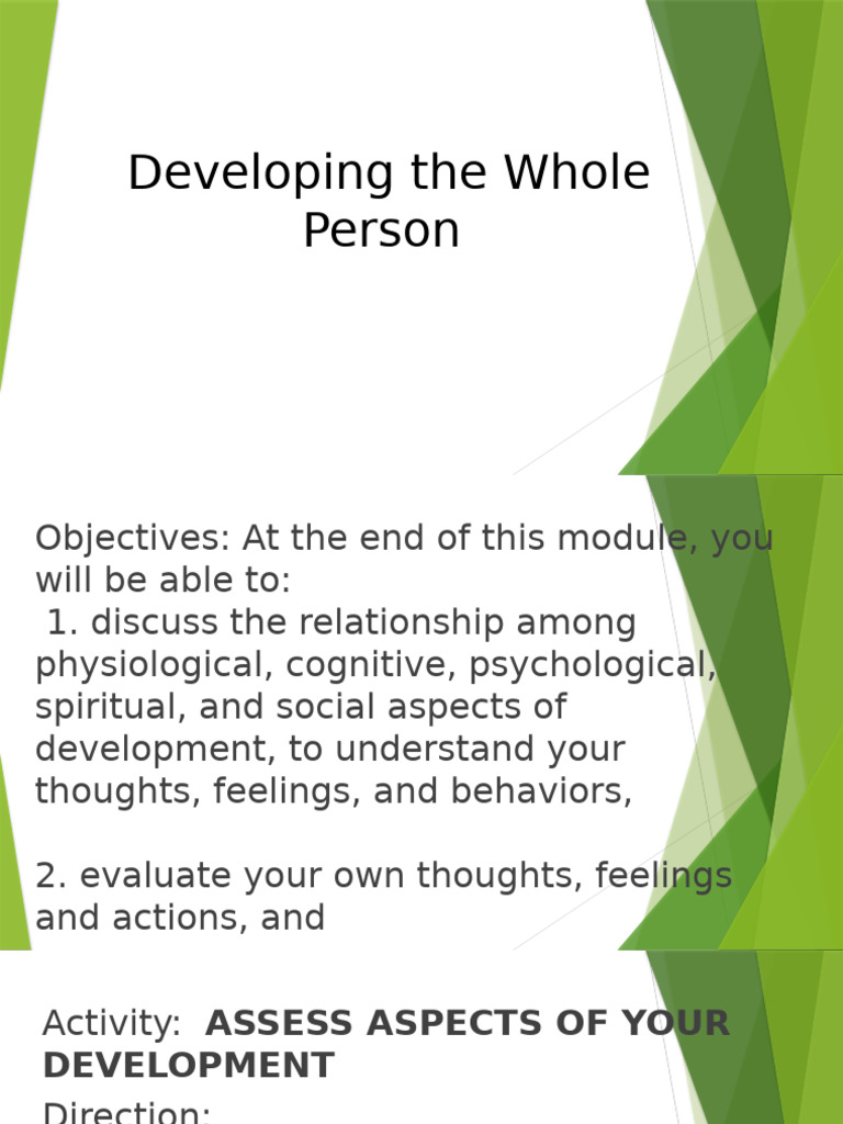Assessing Personal Development Aspects | PDF | Feeling | Thought