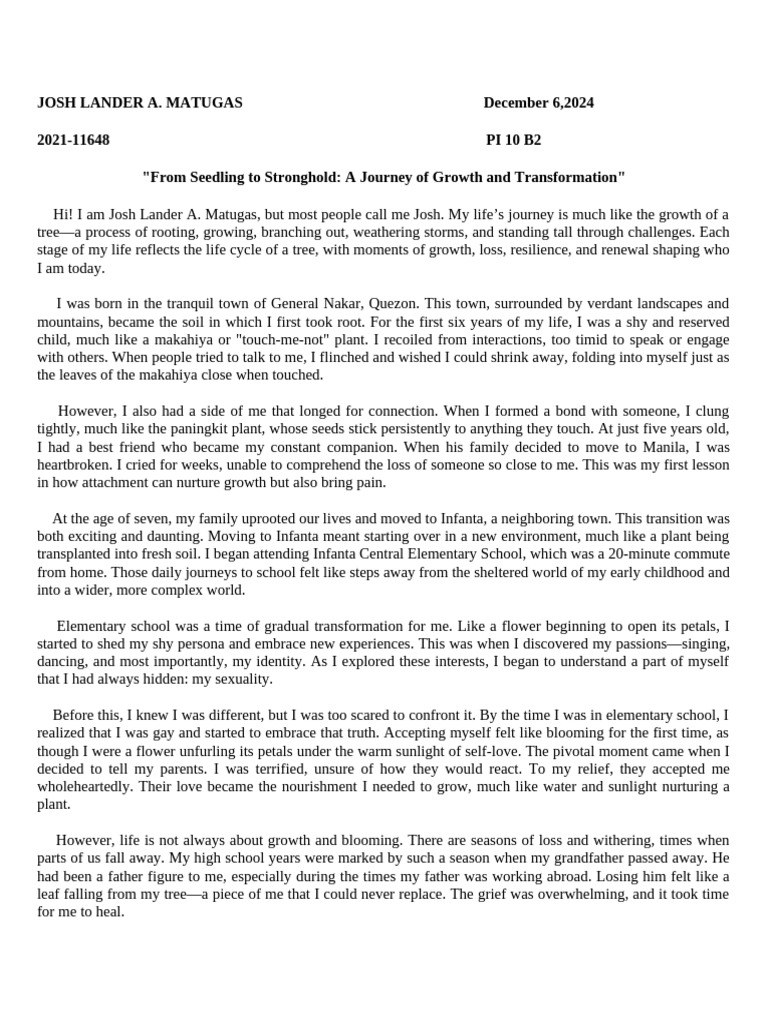 Autobiography Matugas | PDF | Trees | Plants