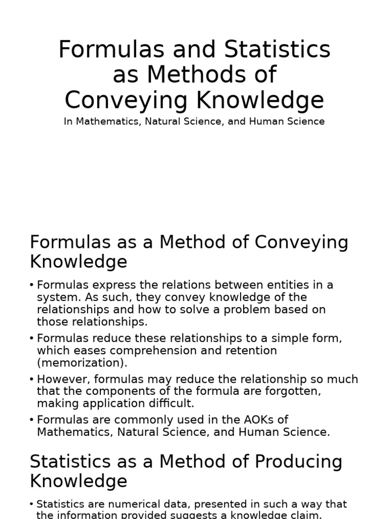 Statistics and Formulas As Methods of Conveying Knowledge | PDF ...