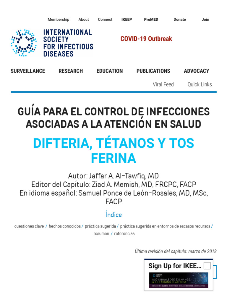 Difteria, Tétanos y Tos Ferina - ISID | PDF | Vacunación | Vacunas