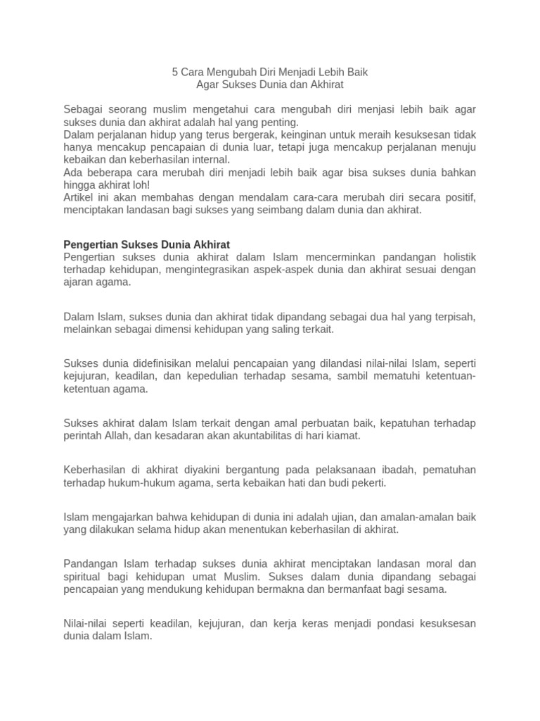 Cara Merubah Diri Menurut Islam | PDF
