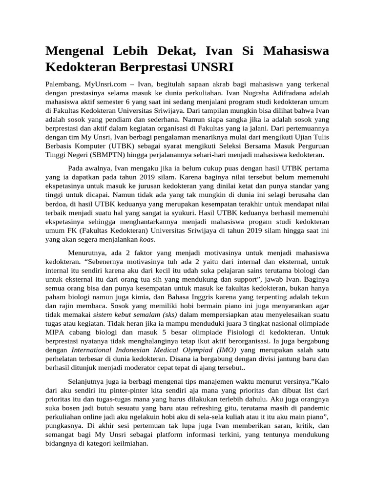 Mahasiswa FK berprestasi | PDF
