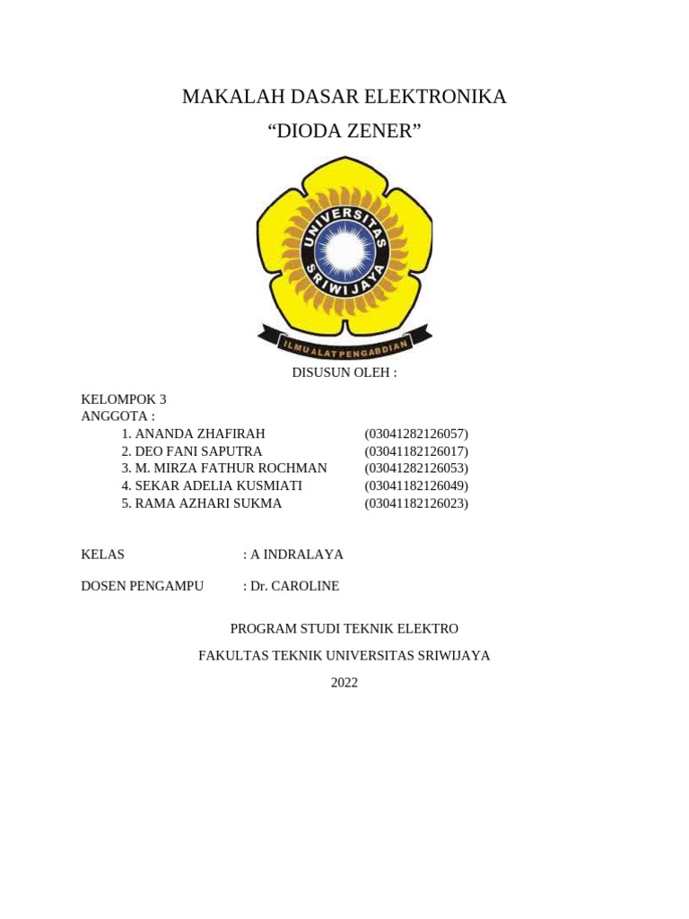 "Prinsip Kerja Dioda Zener" | PDF
