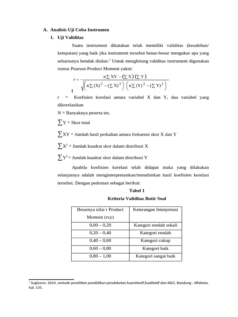 Analisis Uji Coba Instrumen | PDF