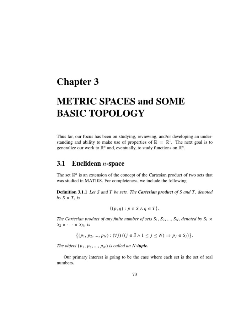 METRIC SPACES and SOME BASIC TOPOLOGY | PDF | Compact Space | Metric Space